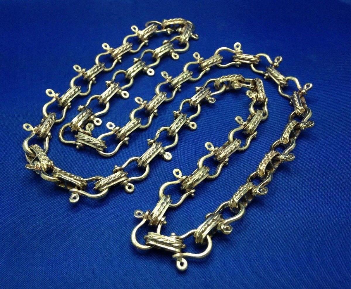 11mm 14k Solid Gold Original Nautical Shackle Link Chain Necklace 26 ...